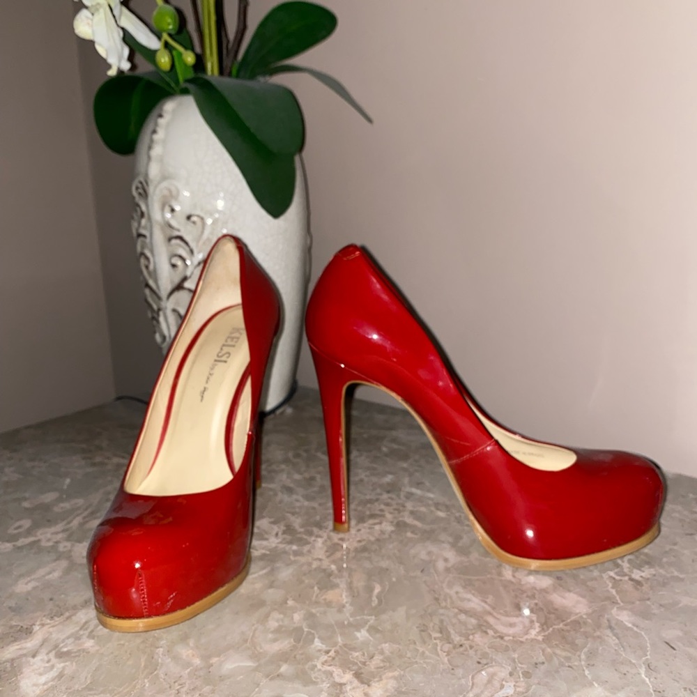 Kelsi Red Patent Leather High Heels Pumps Gem